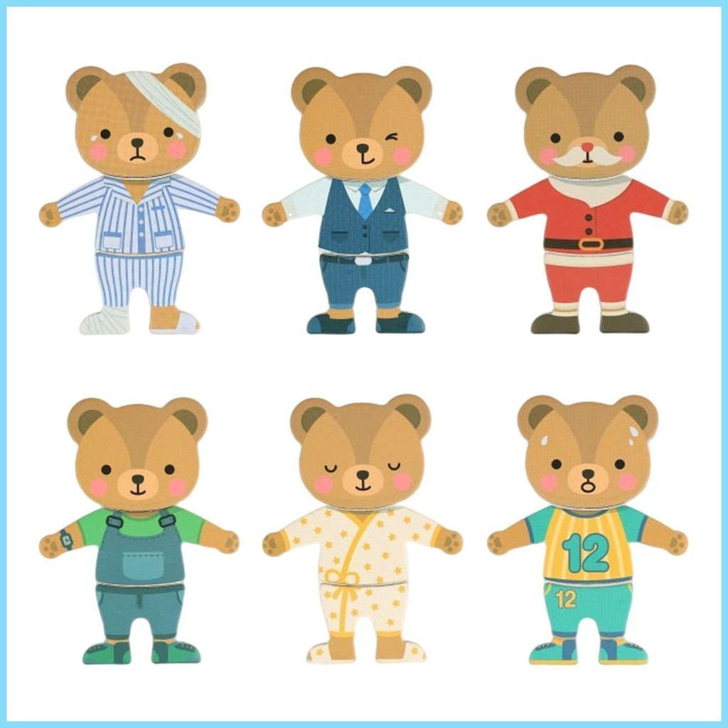 Magnetic Dress Up Dolls Bear Magnets Dress UpPuzzle For Kids Cartoon ...