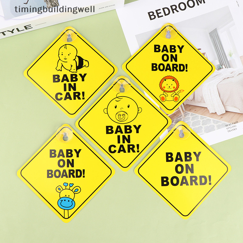 Twsg Baby On Board Safety Car Window Suction Cup Warning Sign Driving ...