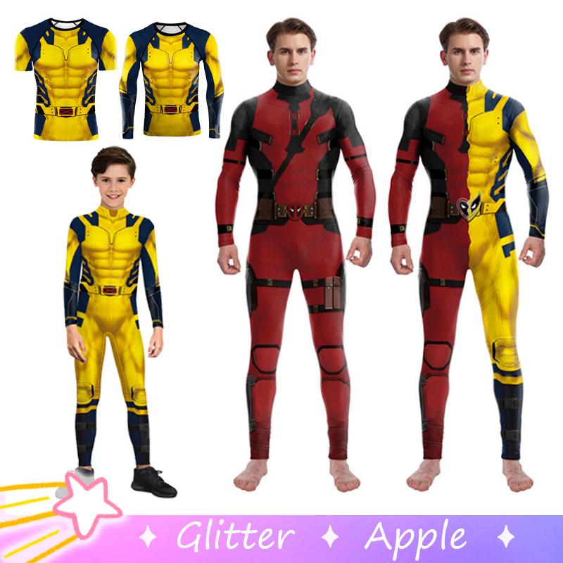 Deadpool & Wolverine Cosplay Costume Muscle Jumpsuit For Man Woman ...