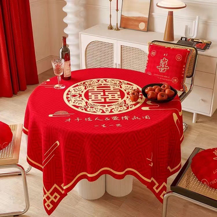 wedding table cloth Wedding Chinese Character Xi Tablecloth New Chinese ...
