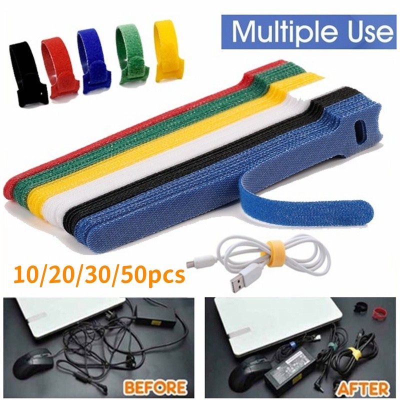 Cable Organizer Reusable Cable Management Tape Adjustable Winding Hooks ...