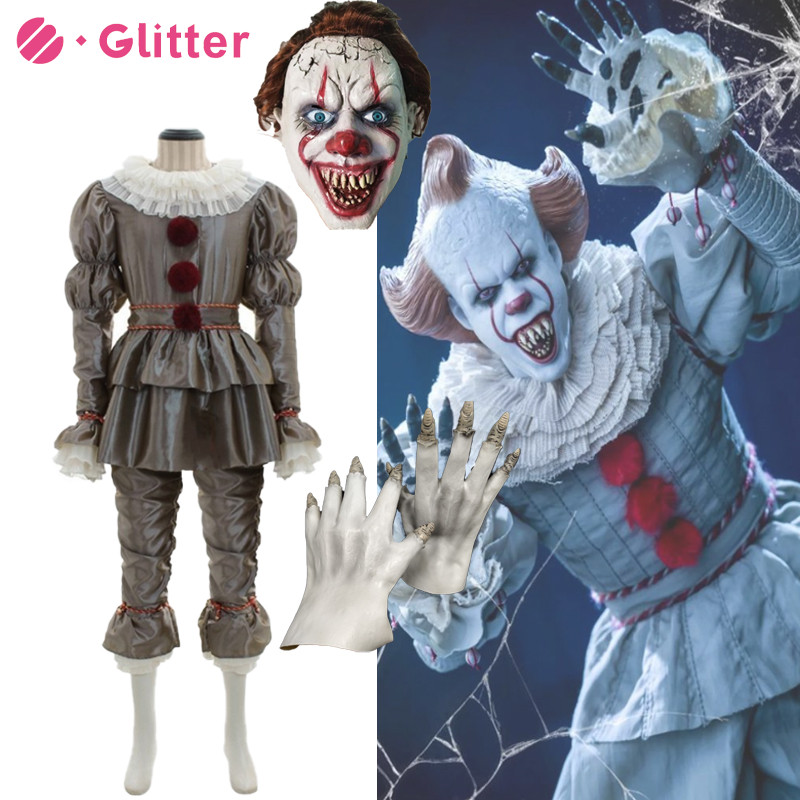 Movie Clown Pennywise Cosplay Costume for Adult Men Halloween Horror ...