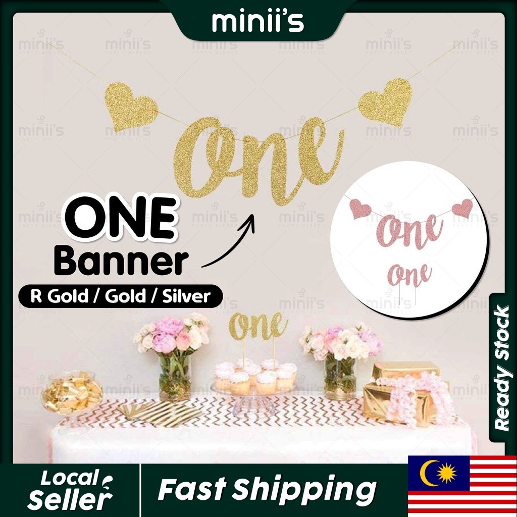 MINIIS PARTY One Banner Baby Glitter One Banner Glitter Number One ...