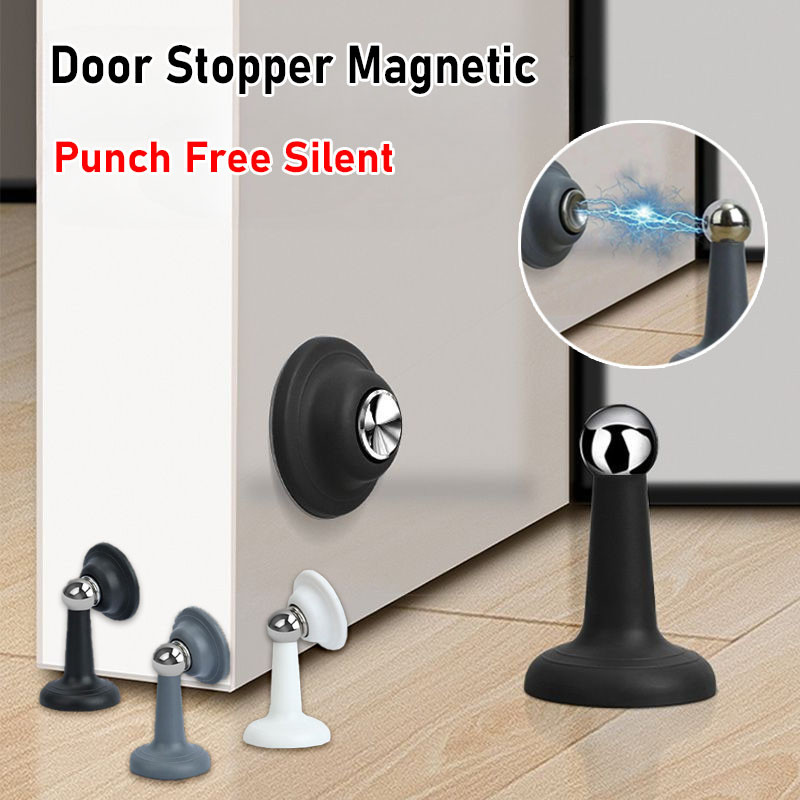 Door Stopper Magnetic No Drill Automatic Door Steel Floor Mount Door ...