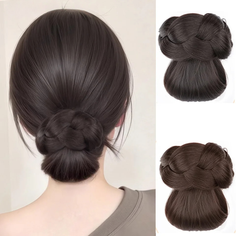 Braided Bun Wig Low Ponytail Hairpiece Hair extension hairpin Hair ...