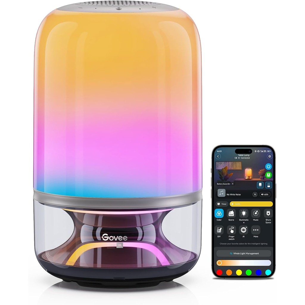 Govee Table Lamp 2 Pro x Sound by JBL, Smart Cordless Table Lamp with ...