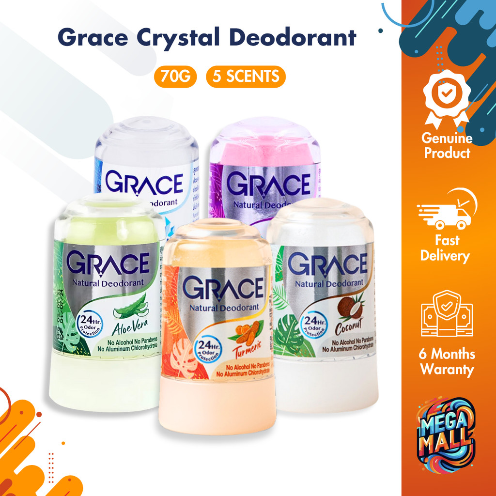Grace Crystal Roll-On Deodorant - 100% Pure, Natural Antiperspirant 70g ...