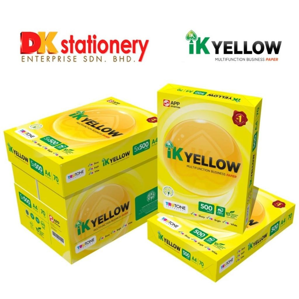 IK Yellow A4 Copier Paper 70Gsm 500 Sheets | IK ECO A4 Copier Paper ...