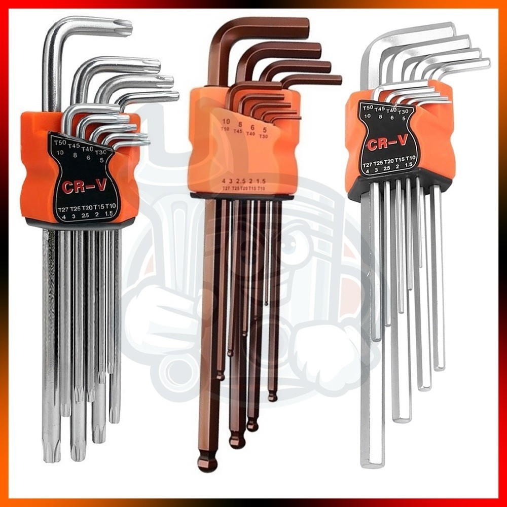 9 pcs Allen Key Wrench Set Ball Point Flat Head Hex Torx Star Extra ...