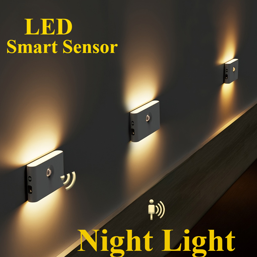 LED Smart Sensor Night Light, USB Rechargeable Wireless Wall Light, Eye ...