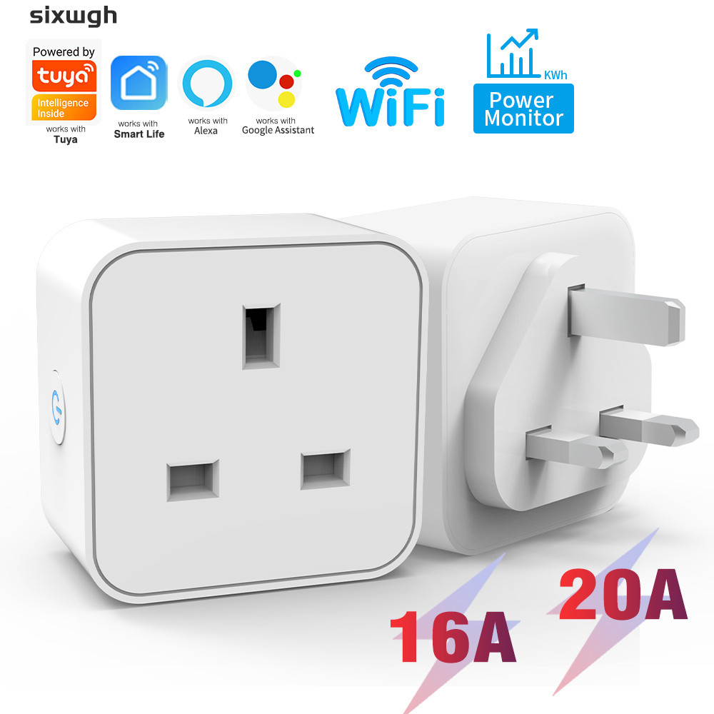 20A Tuya Wifi Smart Socket UK plug support Smart Life App Control Works ...