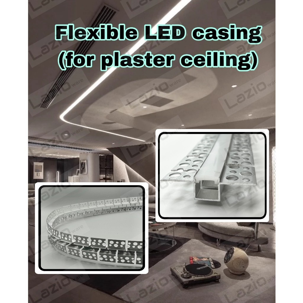 3 meter Flexible curvable recessed LED aluminium profile for plaster ...