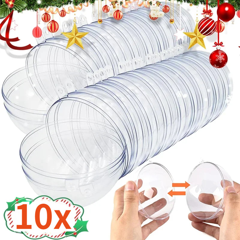 10Pcs Transparent Plastic Hollow Balls - DIY Fillable Bauble Gift ...