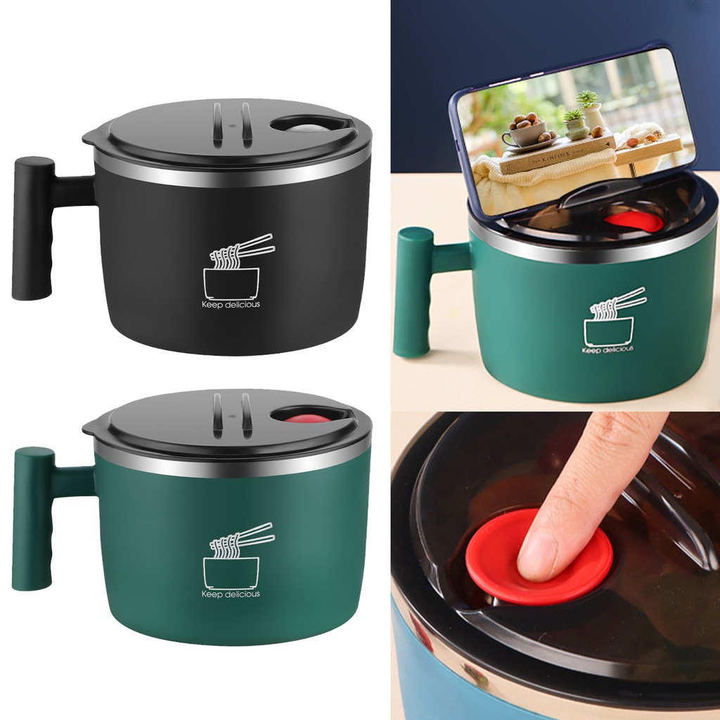 Upgrade Cute Stainless Steel Ramen Bowl With Lid Instant Noodle Bowl ...