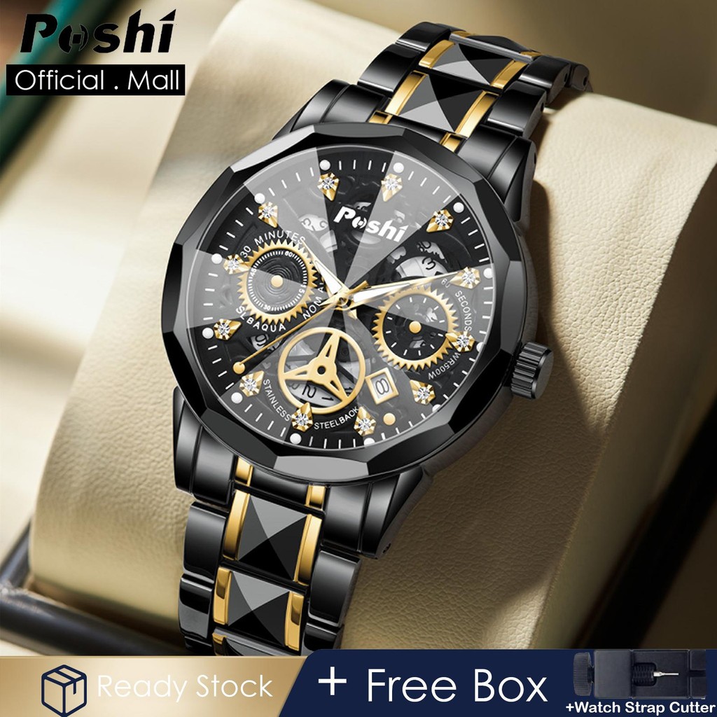 POSHI new automatic Men's Watch Rhombus Mirror non-mechanical watches ...
