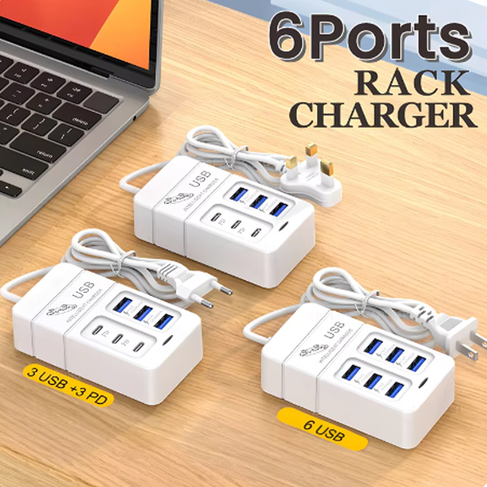 6Ports Multiport USB Charger 35W PD Type-C Mobile Phone Fast Charge ...