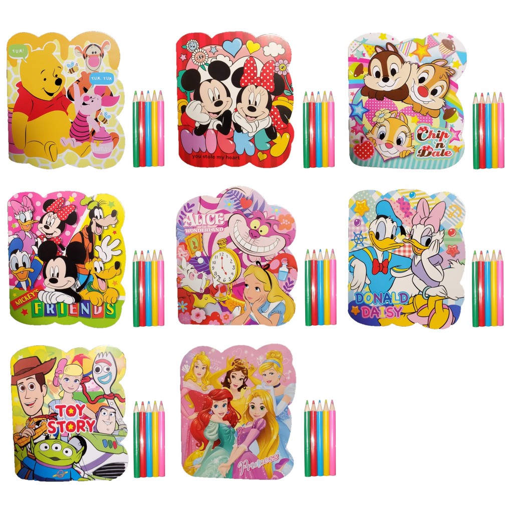 [Set] 8-piece set (Disney Coloring Book Set with 8 different designs ...
