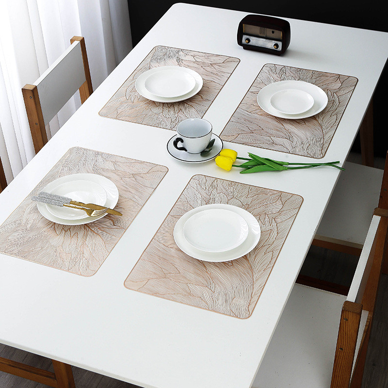 Plastic Golden Waterproof Placemats 45*30cm for Dining Table Wipe Clean ...