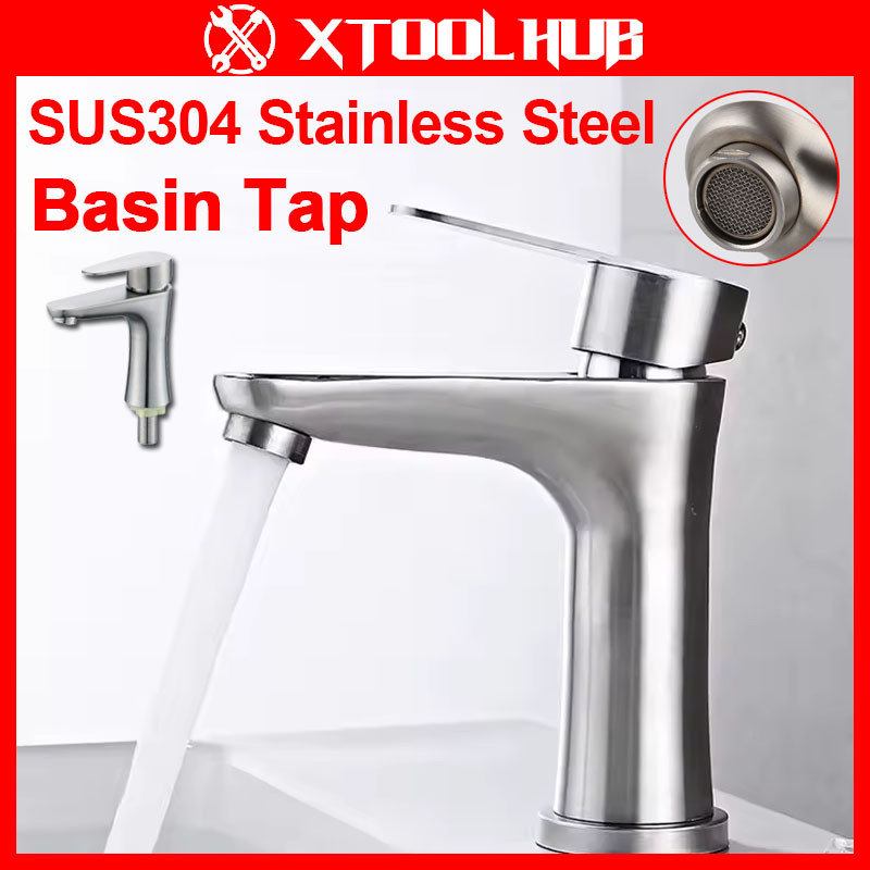 SUS304 Stainless Steel Bathroom Basin Tap Single Cold Faucet Hand ...