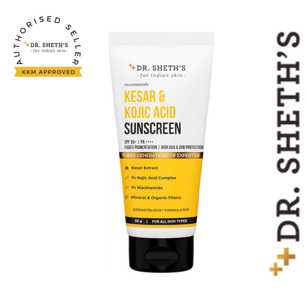 Dr. Sheth's Kesar & Kojic Acid Sunscreen Spf 50 Pa++++ (50 g) | Shopee ...