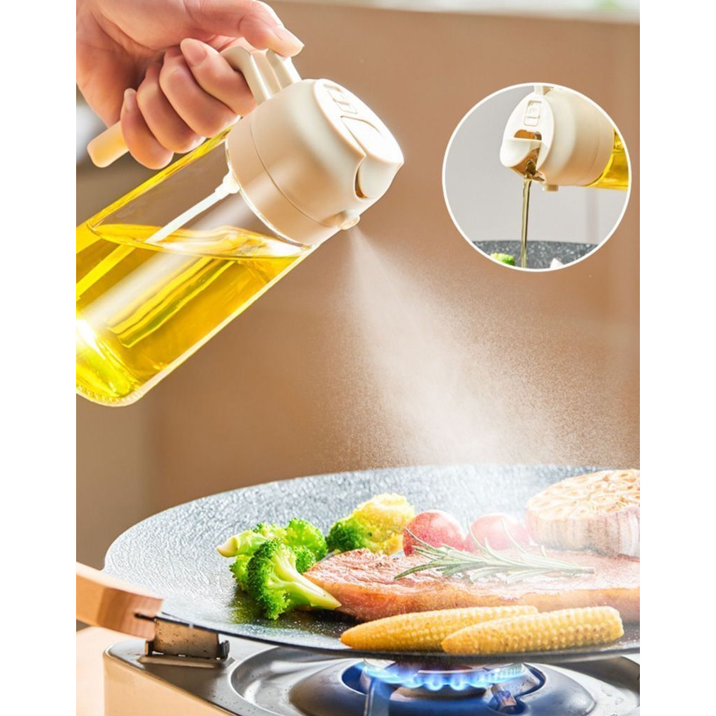 Kitchen oil spray pot dual-purpose two-in-one oil spray pot bottle leak ...
