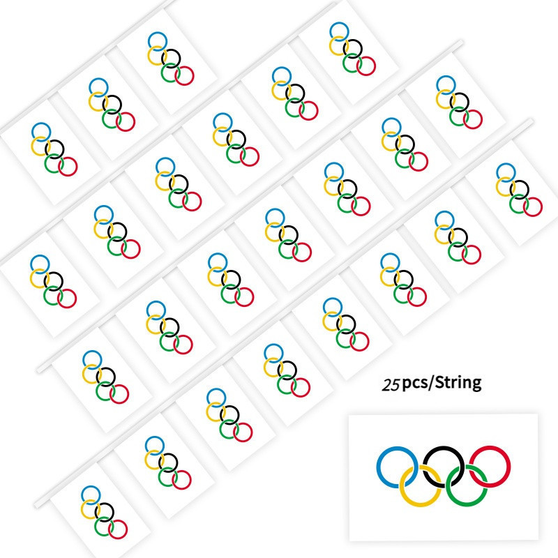 (Ready Stock)2025 Five Continents Olympic Games String Bunting Flag ...
