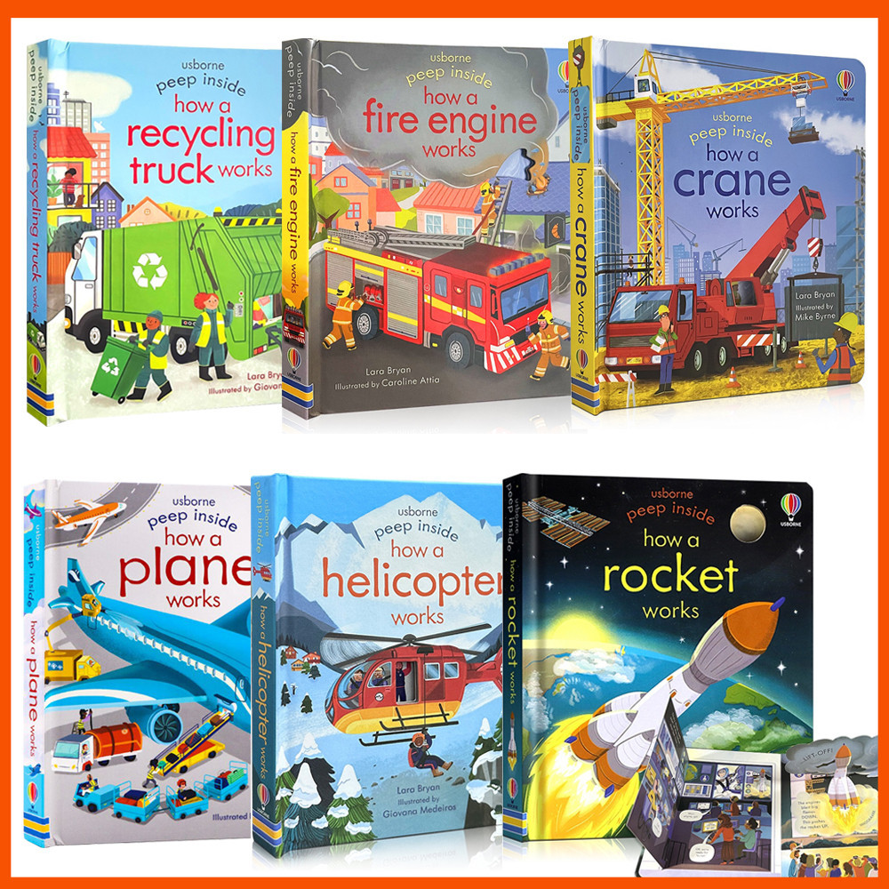 Usborne Peep Inside Automotive Theme Series Book-How A Fire Engine ...