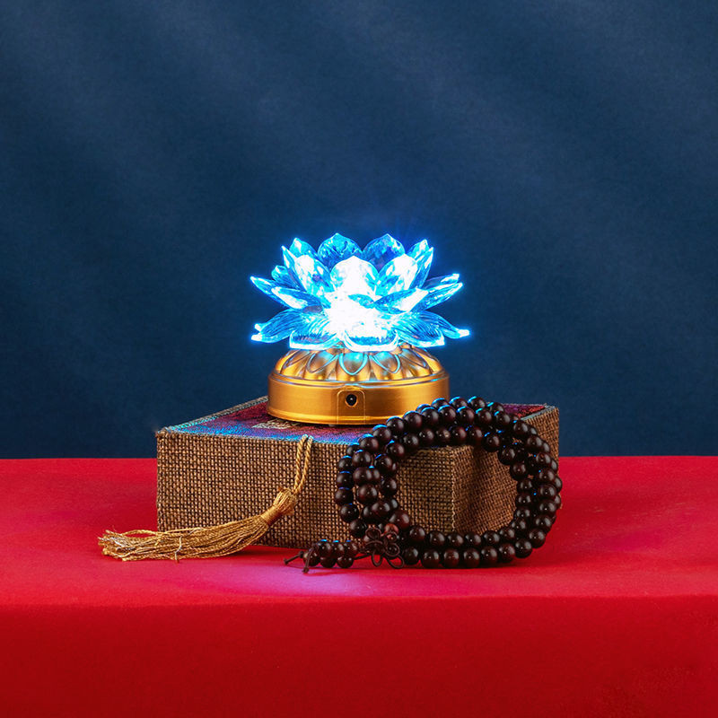 Sg BOUTIQUEled Colorful Lotus Lamp Glass Buddha Front Crystal Plug-In ...