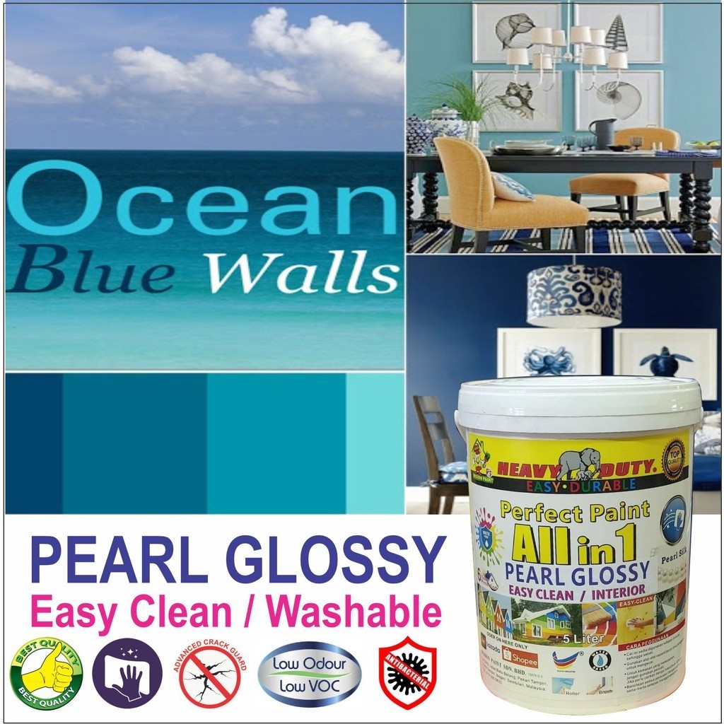 BLUE ( PEARL GLOSSY ) HEAVY DUTY Interior Sheen Finish Paint Cat ...
