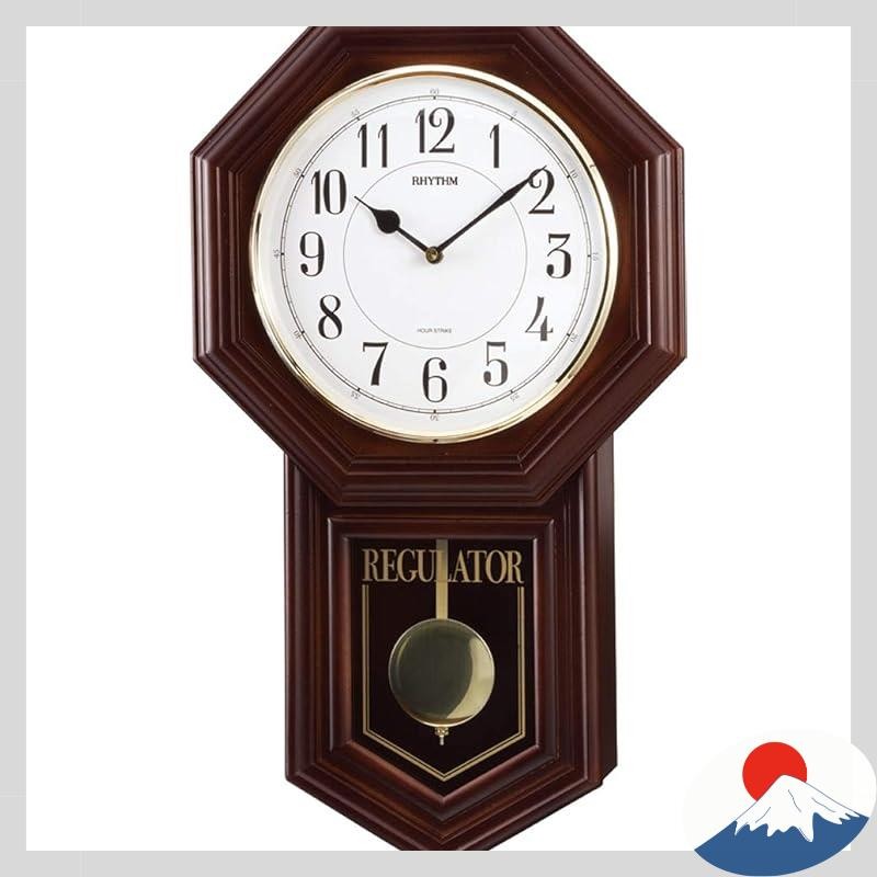 RHYTHM Wall Clock Analog Pendulum Electronic Chime Wood Brown (Semi ...