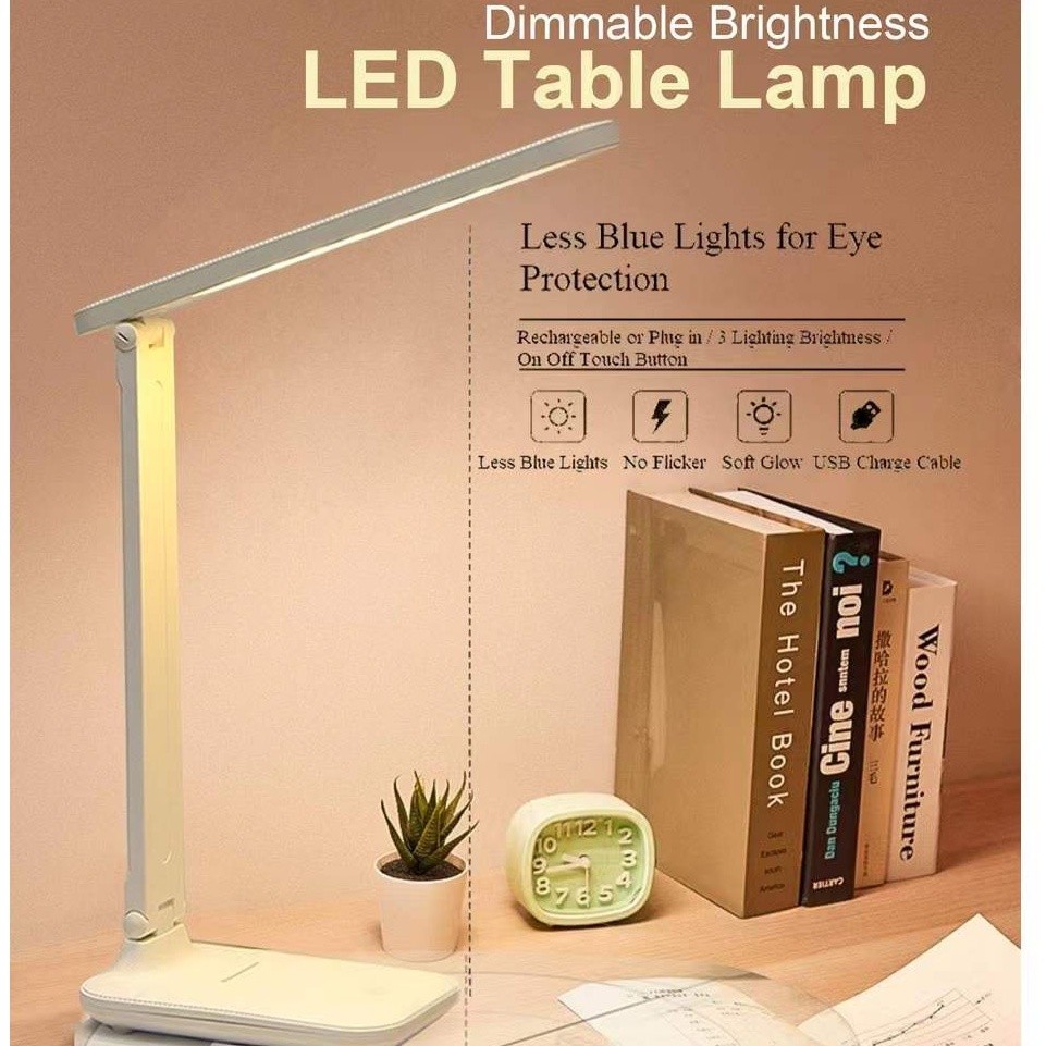 Rechargeable LED Touch Dimming Desk Lamp Study Lamp USB Eye Protection ...