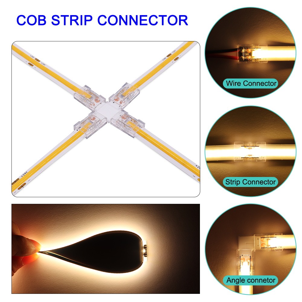 COB LED Strip Connector 2pin 3pin 4pin for 8mm 10mm Wide PCB LED Tape ...