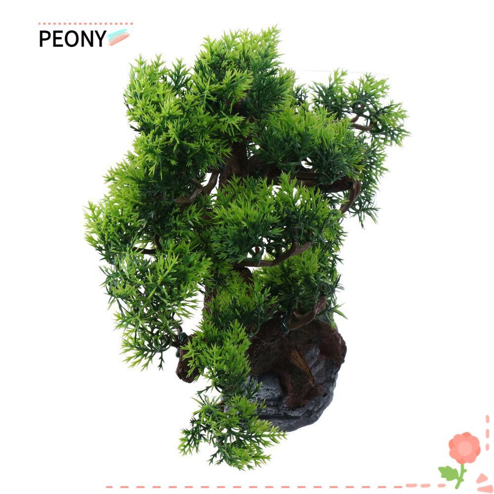 PEONIES Fish Tank Plants, Plastic Brown, Green Artificial Water Plants ...