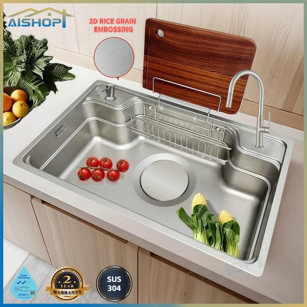 [SG Seller]SUS304 stainless steel sink multi-function dish sink 3D ...
