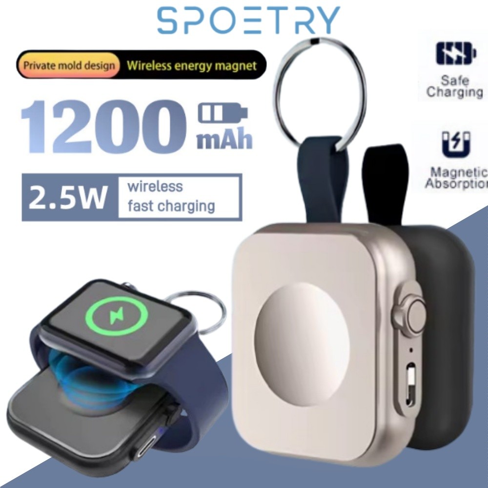 1200mAh Mini Magnetic Wireless Power Bank For Apple Watch Series Type C ...