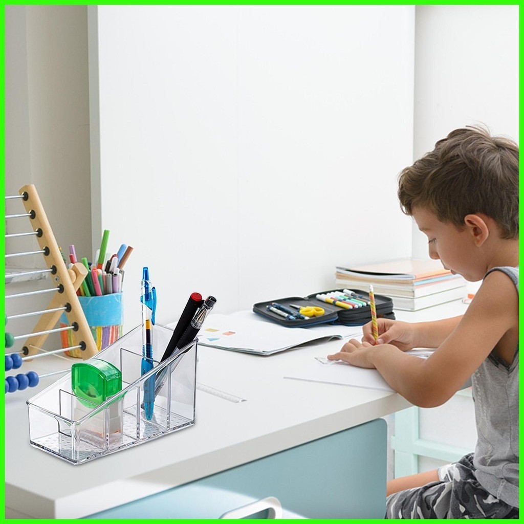 Desk Divided Storage Box 4 Compartments Divided Storage Bin for Desk ...