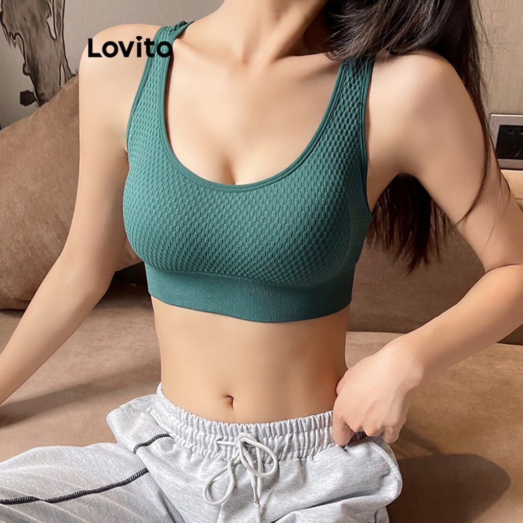 Lovito Sporty Plain Basic Sports Bra for Women LNL44175 | Shopee Singapore