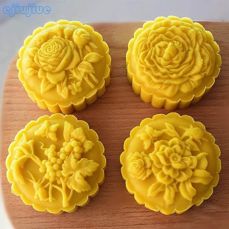 cc DIY 3D Mooncake Mold Set 150g Or 200g Rose Shaped Patterns Moon Cake ...
