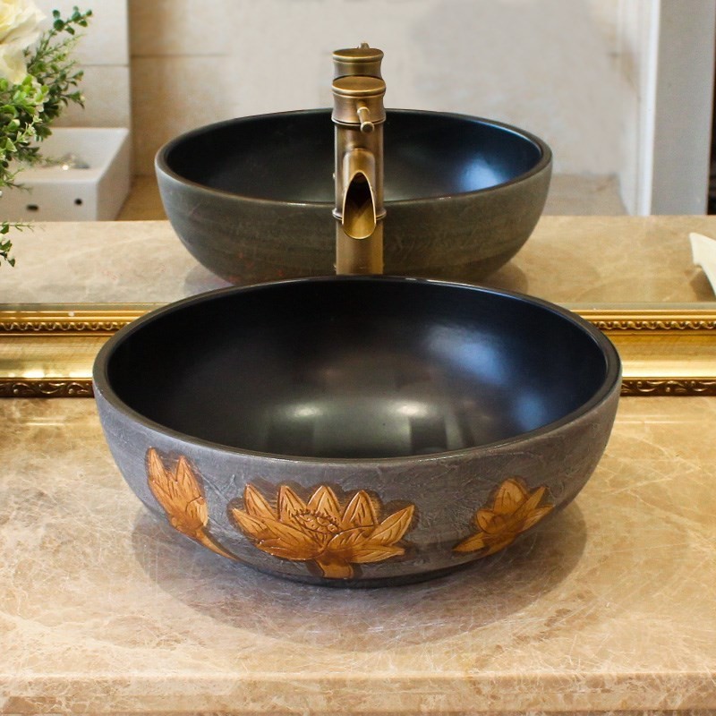 Wash basin ceramic single basin ceramic art wash basin European retro ...
