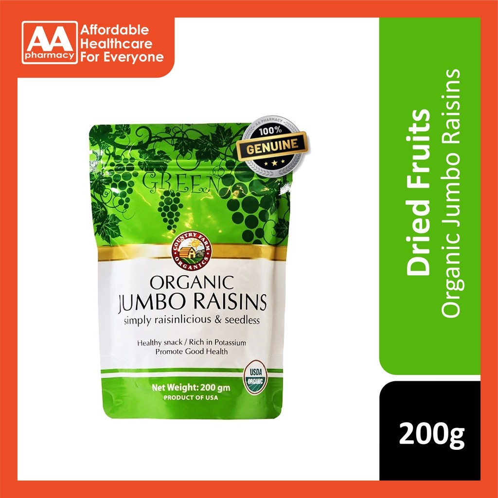 Country Farm Organic Jumbo Green Seedless Raisins 200g | Shopee Singapore