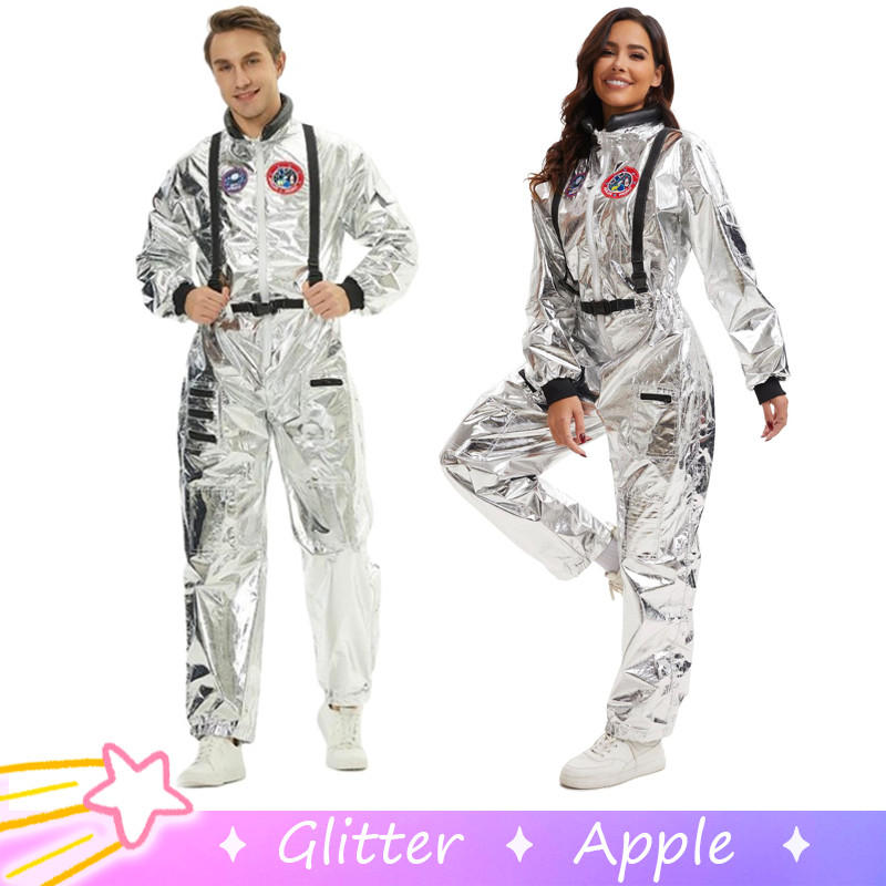 Astronaut Silver Jumpsuit For Adult Woman Space Suit Spaceman Cosplay ...