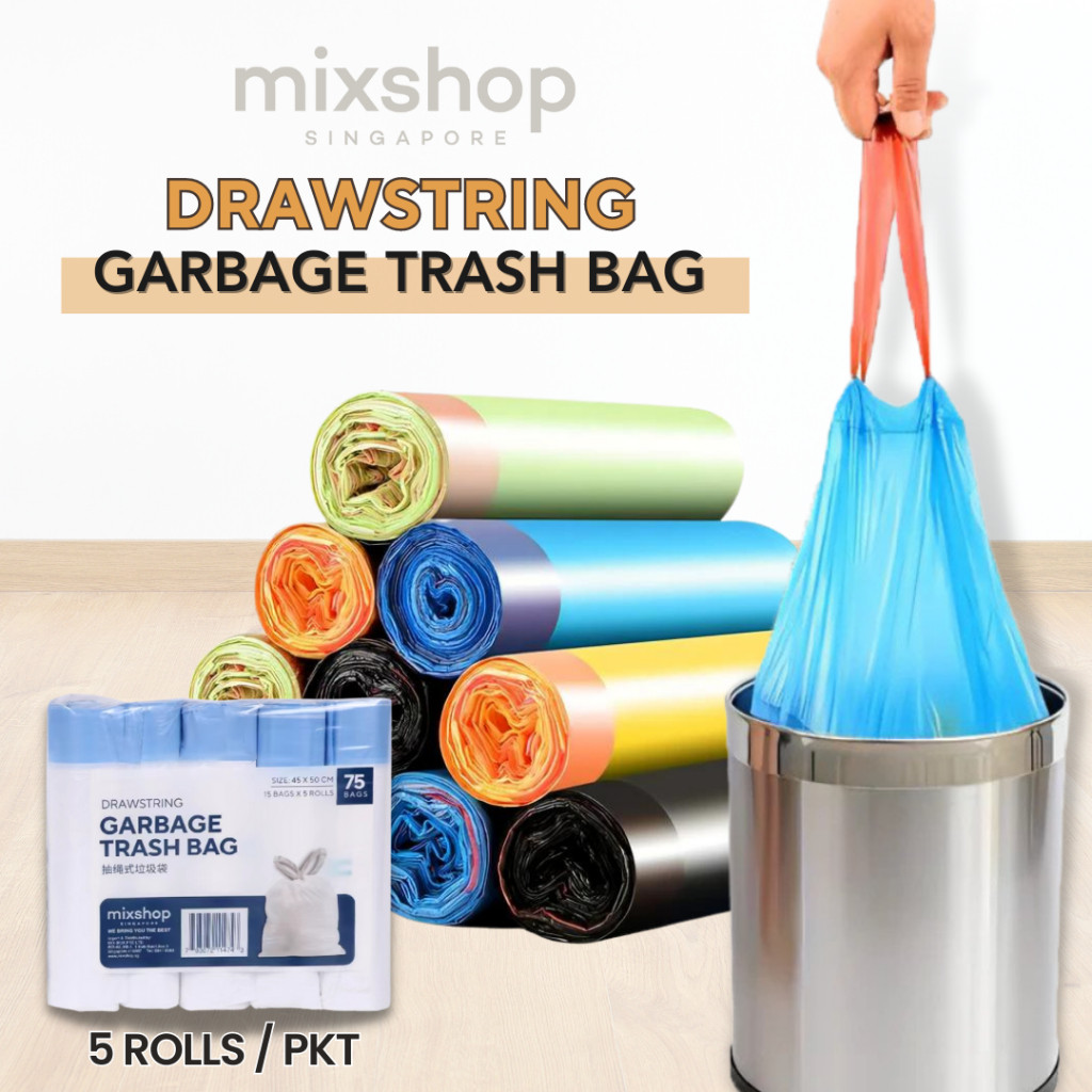 mixshop Drawstring Garbage Bag/ Trash Bag/ Rubbish Bag/ Plastic Bag ...