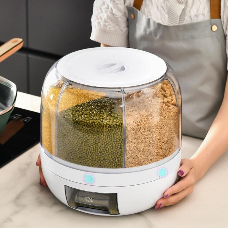 Transparent Food Dispenser Rotating Grain Dispenser 6 Grids Classified ...