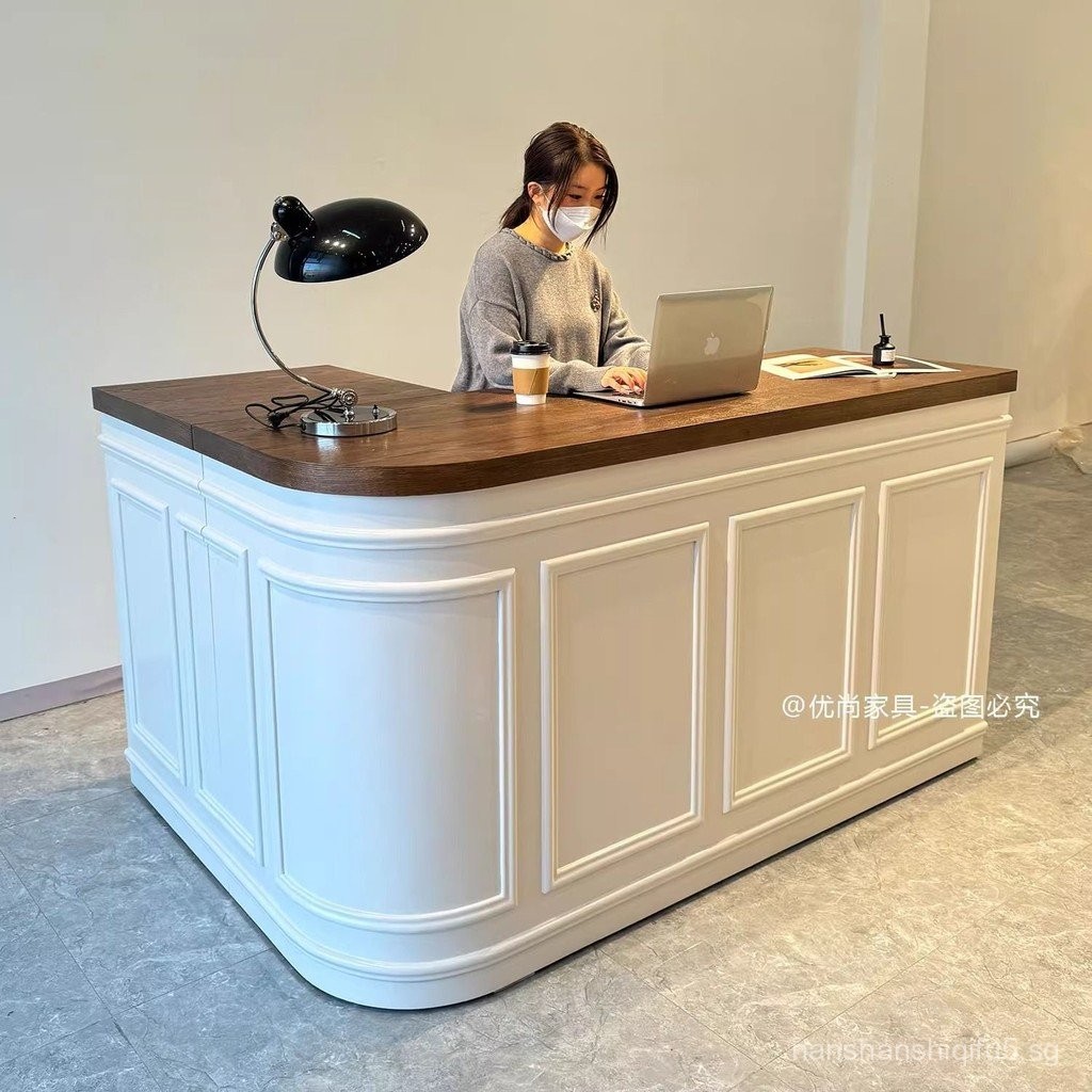 Milky White Line Painted Bar Counter Cashier Counter Rounded Corner ...