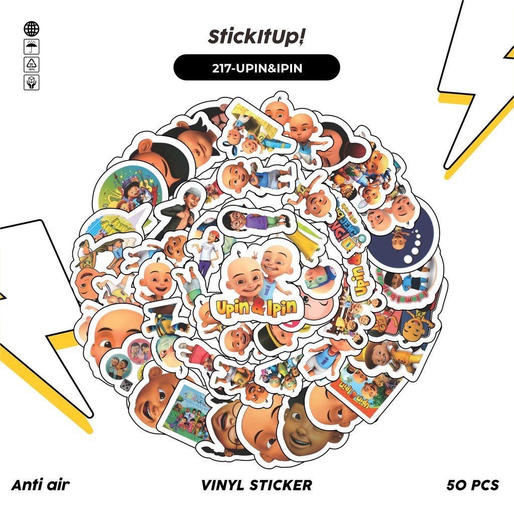 50 Pcs Cute Upin & Ipin Cartoon Motif Graffiti Pack Stickers Aesthetic ...
