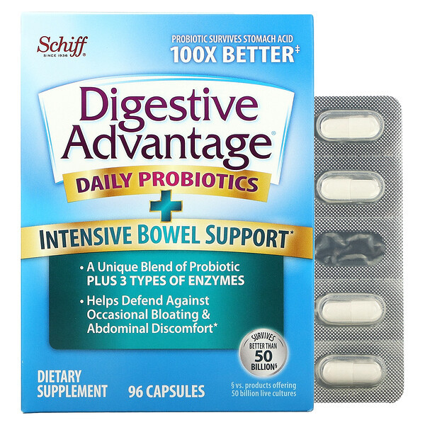 Schiff, Digestive Advantage, Daily Probiotics + Intensive Bowel Support ...