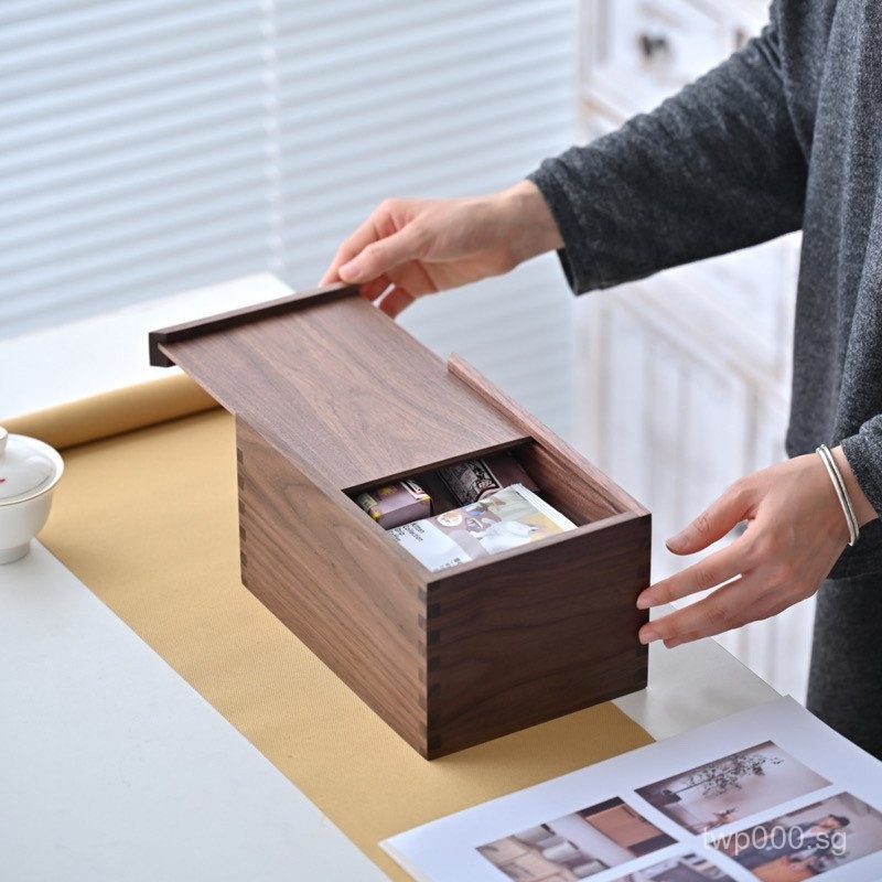 7GWO Black Walnut Wooden Box Solid Wood Wooden Storage Box Mortise and ...