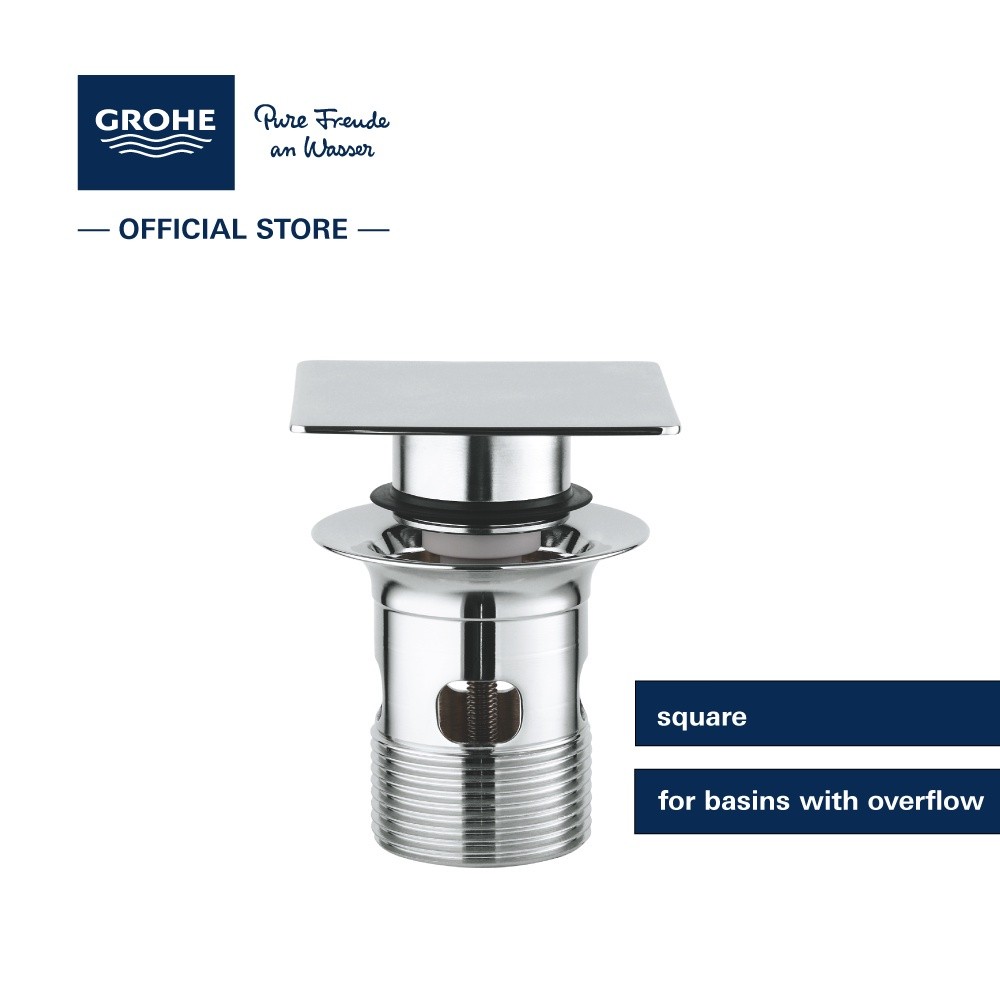GROHE Square Waste Set (for basins with overflow) | Shopee Singapore