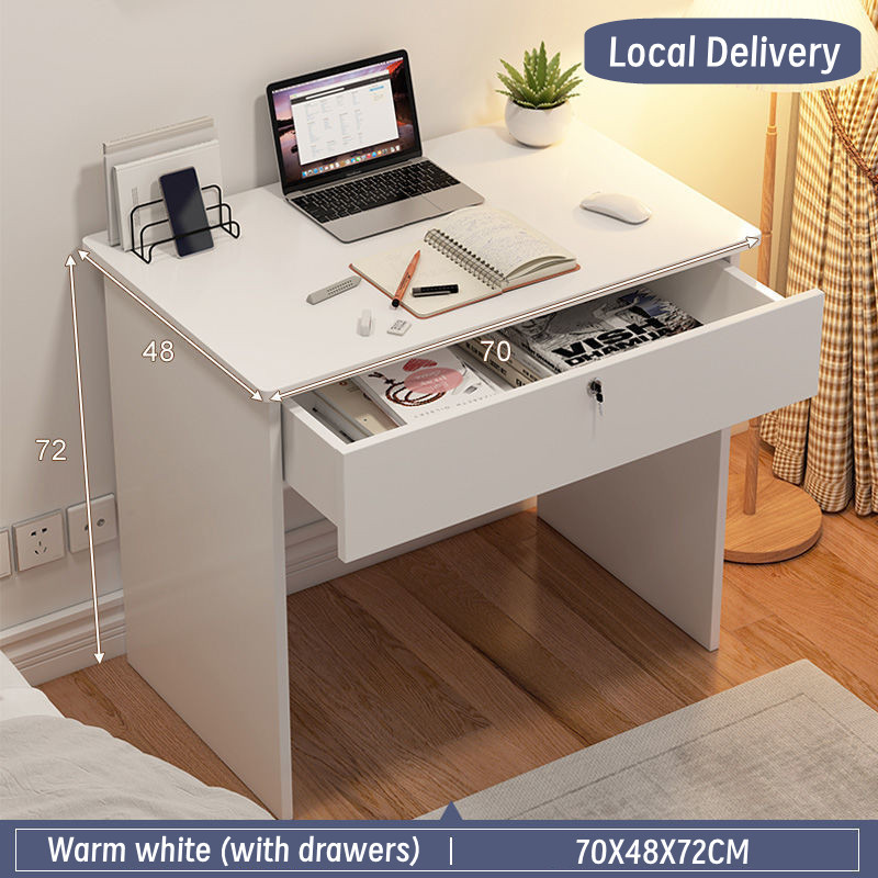 Computer desk with drawers Solid Wood Home Desk, locked small office ...