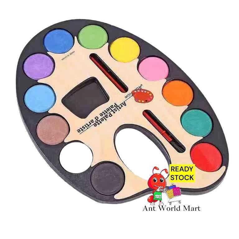 12 Colours Artist Palette Water Colour Paint With Brush Set Palette d ...